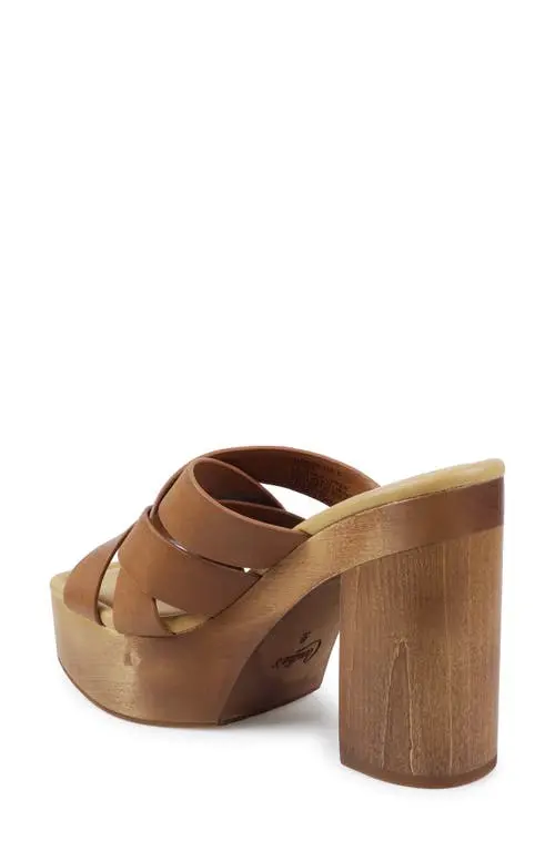 CANDIE'S Marlie Platform Slide Sandal - Tan Leather
