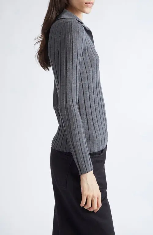 NACKIYE Sugarman Rib Wool Polo Sweater - Anthracite