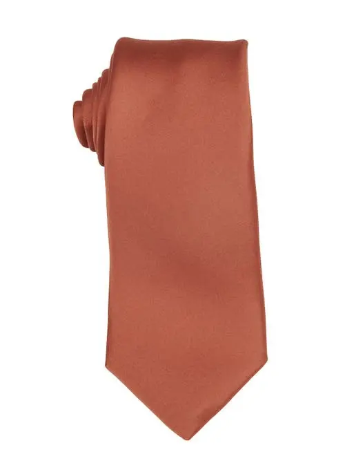 BROOKLYN BRIGADE Solid Satin Tie - Terracotta