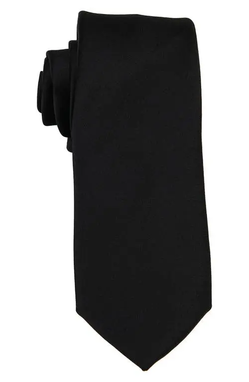 BROOKLYN BRIGADE Solid Satin Neck Tie - Black