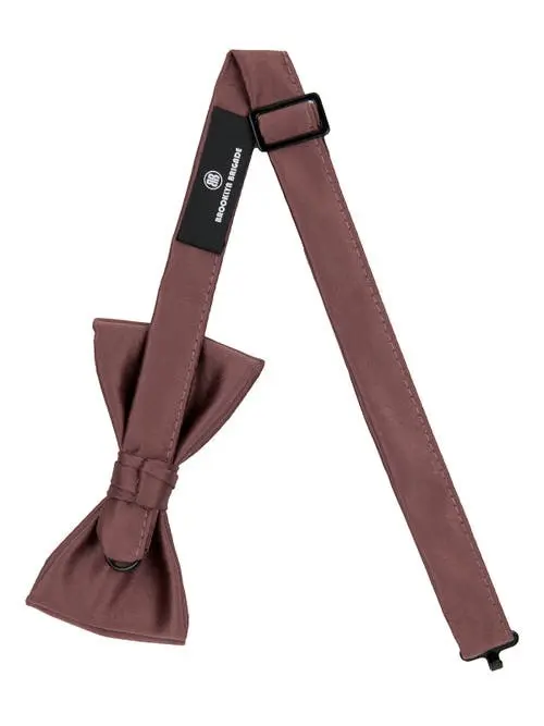 BROOKLYN BRIGADE Satin Pre-tied Bow Tie - Dark Mauve