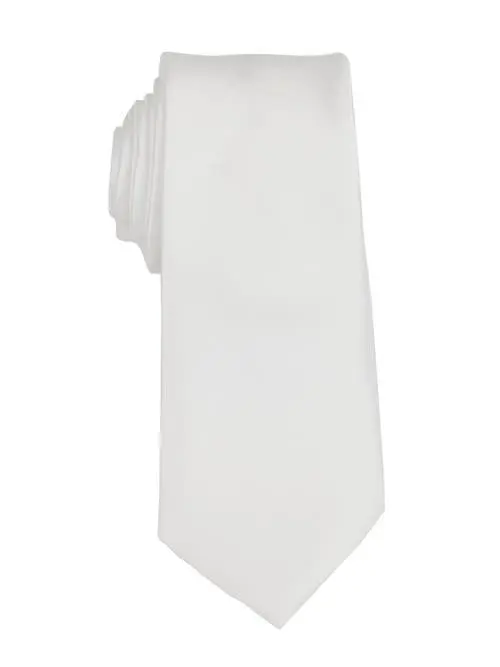 BROOKLYN BRIGADE Solid Satin Neck Tie - White