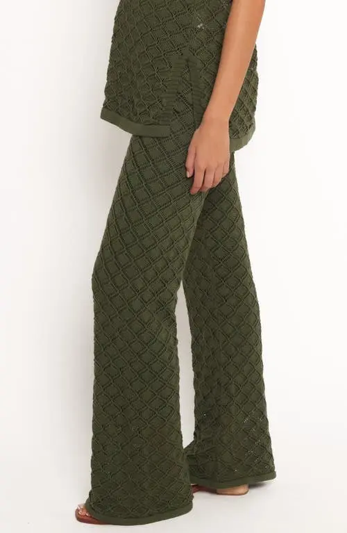 PETAL & PUP Textured Open Knit Cotton Drawstring Pants