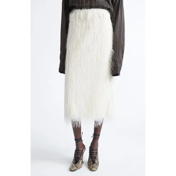 Dries Van Noten Sokna Fringe Midi Skirt