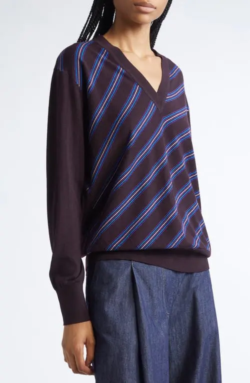 Dries Van Noten Tishana Merino Wool V-Neck Sweater In Burgundy