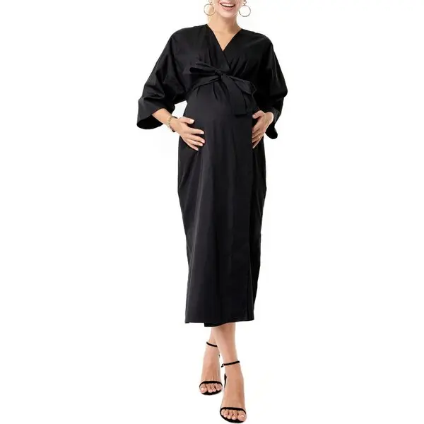 ACCOUCHEE Amaterasu Tie Belt Wrap Midi Dress