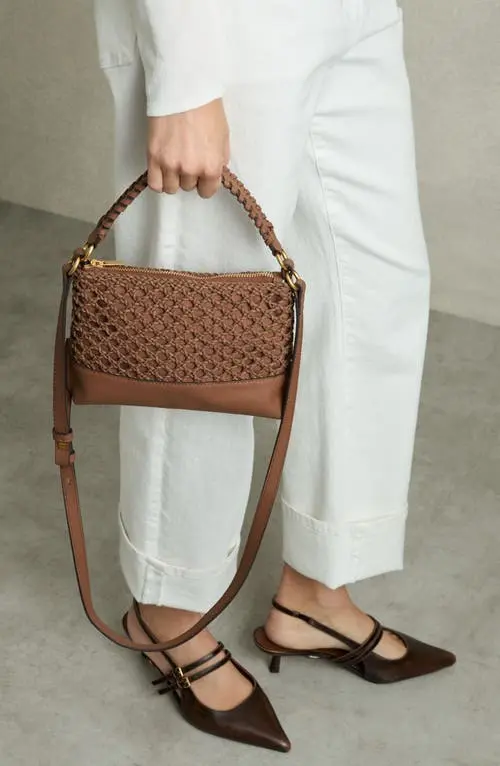 REISS Woven Leather Crossbody Bag
