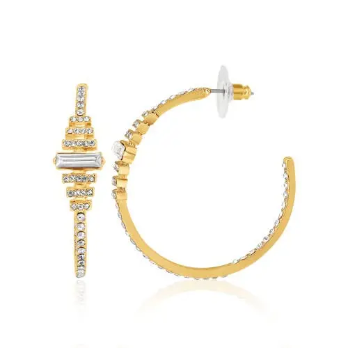 Bcbgmaxazria Crystal Baguette Hoop Earrings