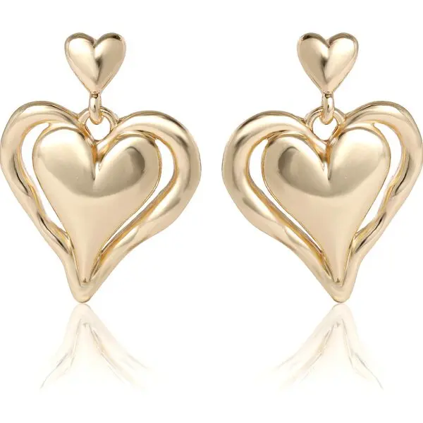 Bcbgmaxazria Double Heart Drop Earrings - Gold