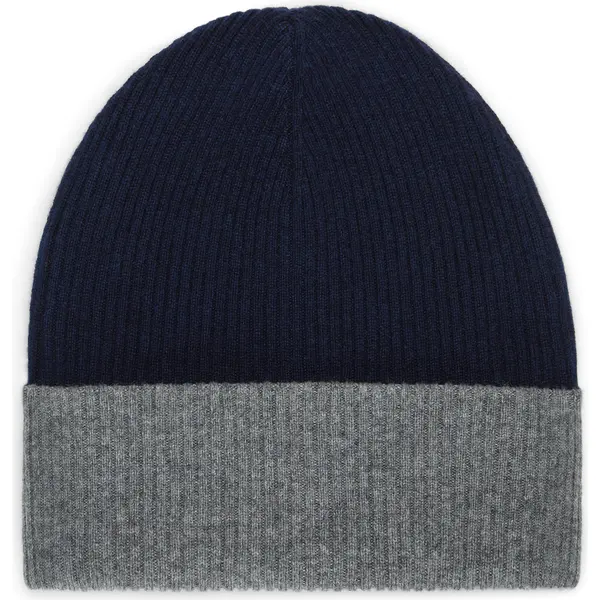 Brunello Cucinelli Cashmere Rib Knit Beanie - Navy Blue