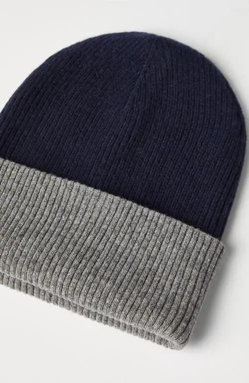 Brunello Cucinelli Cashmere Rib Knit Beanie - Navy Blue
