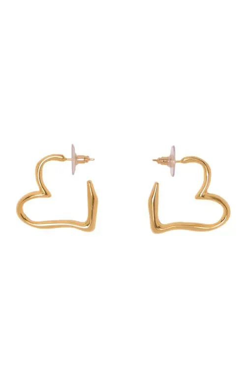Maje Gold-plated Heart Hoop Earrings - Light Gold