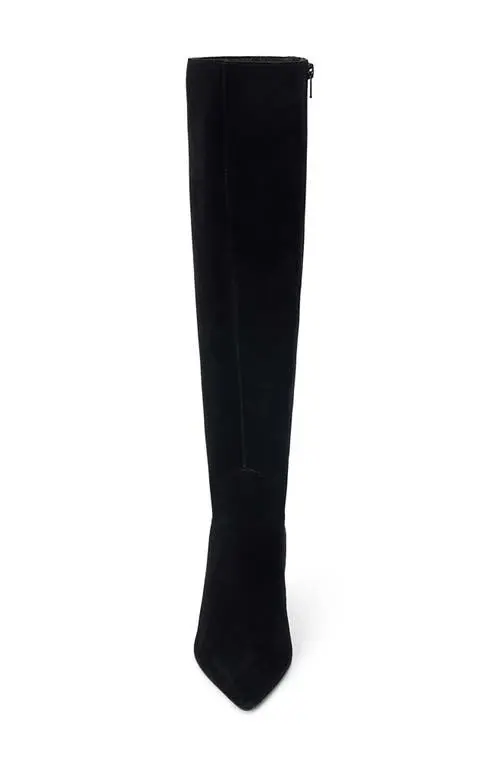 Matisse Elevate Pointed Toe Knee High Kitten Heel Boot - Black