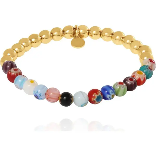 Jessica Simpson Beaded Stretch Bracelet With Gold Accents - Gold, Multicolor