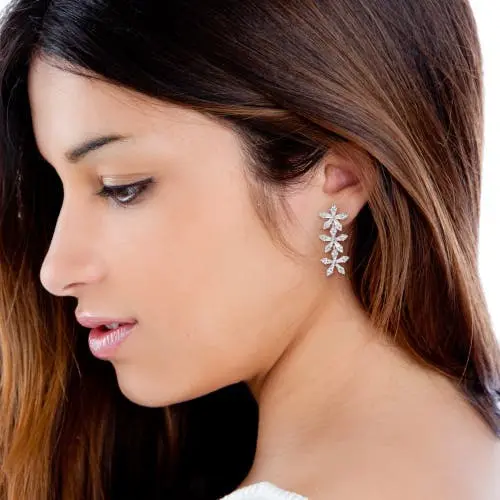 Jessica Simpson Crystal Snowflake Drop Earrings
