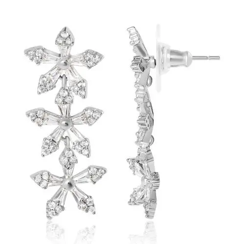 Jessica Simpson Crystal Snowflake Drop Earrings