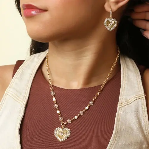 Jessica Simpson Heart Drop Earrings With Rhinestones