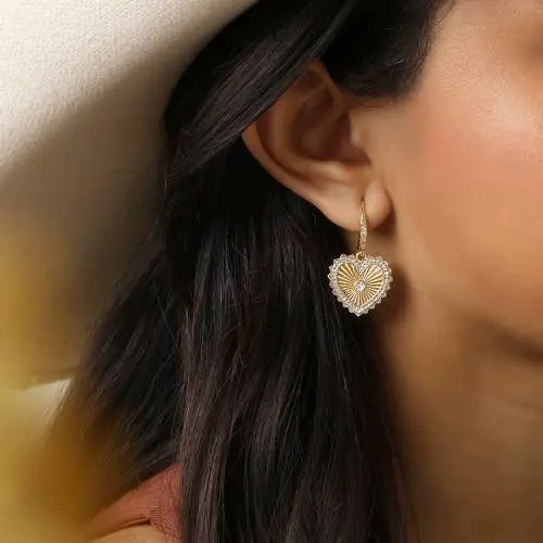 Jessica Simpson Heart Drop Earrings With Rhinestones