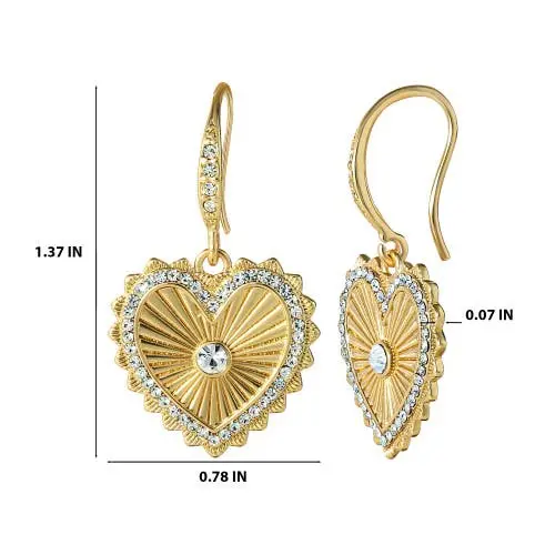 Jessica Simpson Heart Drop Earrings With Rhinestones