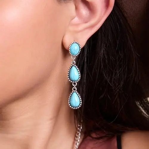 Jessica Simpson Three Stone Drop Earrings