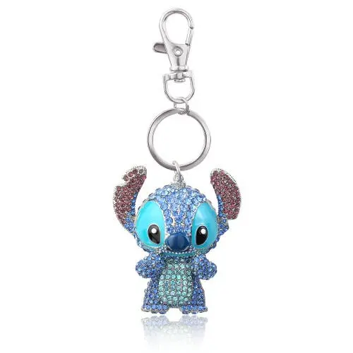 Disney Stitch Pave 3d Bling Keychain Bag Charm - Blue, Silver