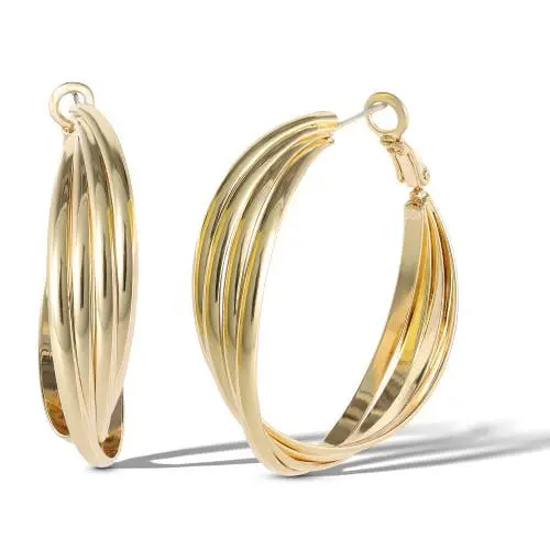 Jessica Simpson Twisted Hoop Earrings - Gold