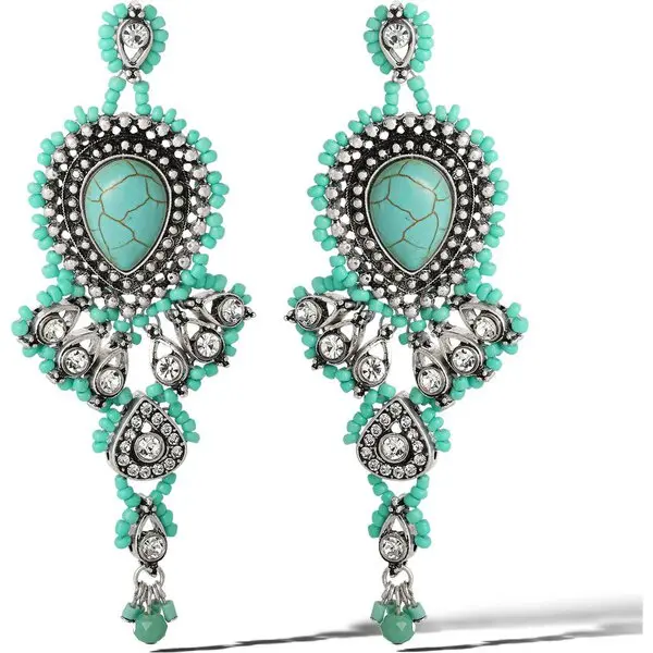 Jessica Simpson Beaded Statement Earrings - Turquoise
