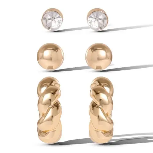 Jessica Simpson Earring Set Of 3 - Gold