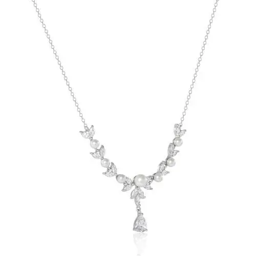 Jessica Simpson Pearl And Crystal Drop Necklace