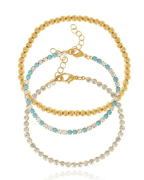 Jessica Simpson 3-piece Chain & Crystal Bracelet Set