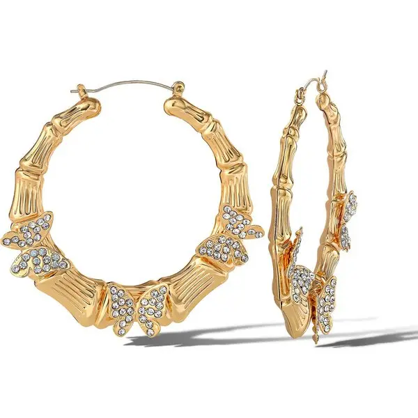 Jessica Simpson Butterfly Hoop Earrings - Gold