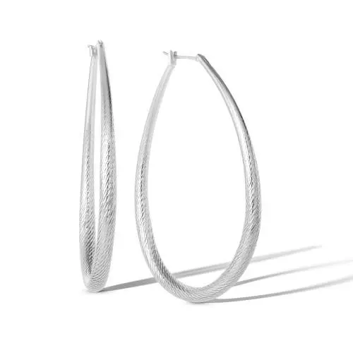 Jessica Simpson Oval Textured Hoop Earrings - Silver