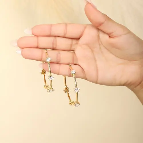 Jessica Simpson Drop And Hoop Earrings With Crystal Embellishments