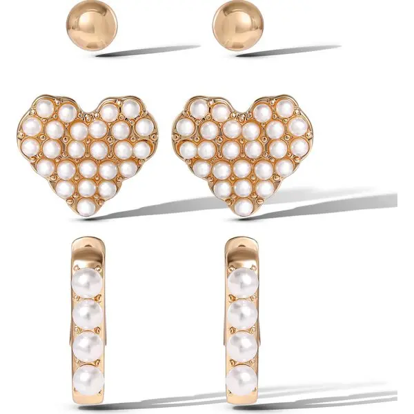 Jessica Simpson Stud Earring Set Of 3 - Gold