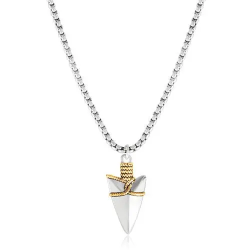 Lucky Brand Brass Two Tone Arrowhead Pendant Necklace