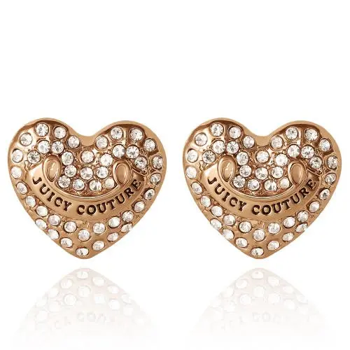 Juicy Couture Heart Crystal Stud Earrings - Gold