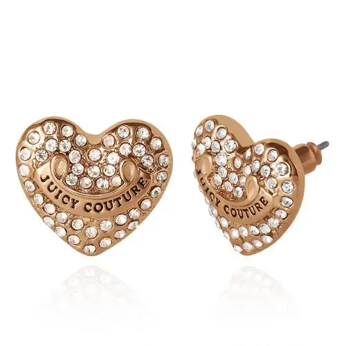 Juicy Couture Heart Crystal Stud Earrings - Gold