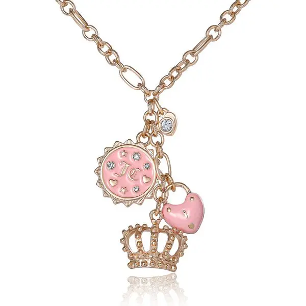 Juicy Couture Gold-tone Layered Charm Necklace - Gold, Pink