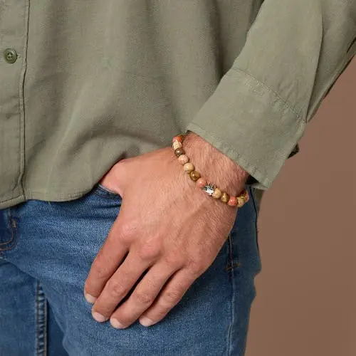 Lucky Brand Jasper Stone Beaded Stretch Bracelet