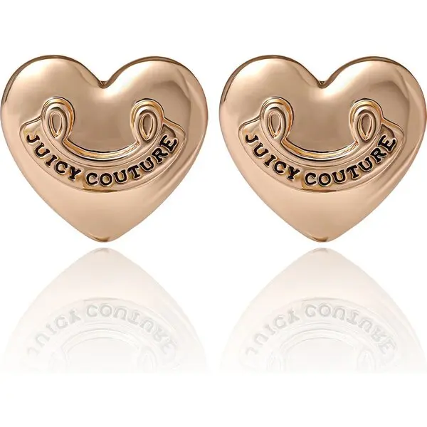 Juicy Couture Heart Stud Earrings With Logo - Gold