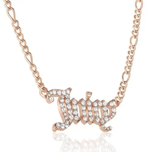 Juicy Couture Crystal Script Logo Chain Necklace
