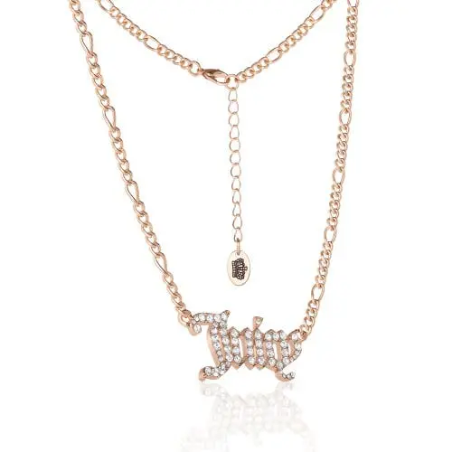 Juicy Couture Crystal Script Logo Chain Necklace