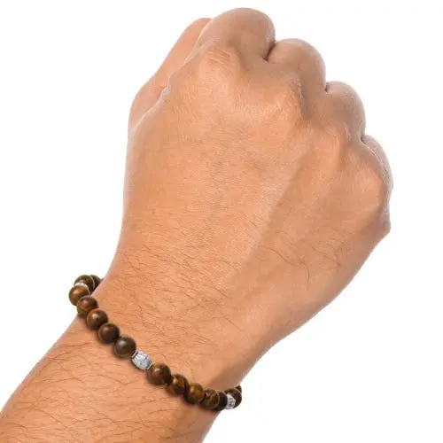 Lucky Brand Tigers Eye Beaded Elastic Bracelet
