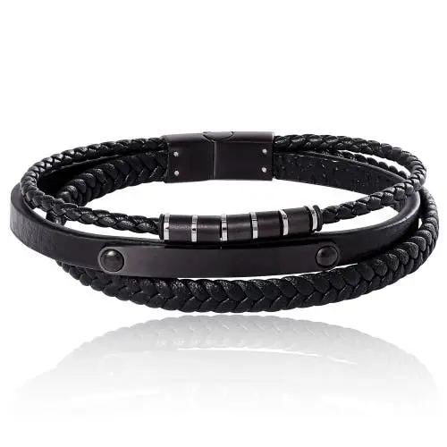 Lucky Brand Stainless Steel 3-row Bracelet - Black