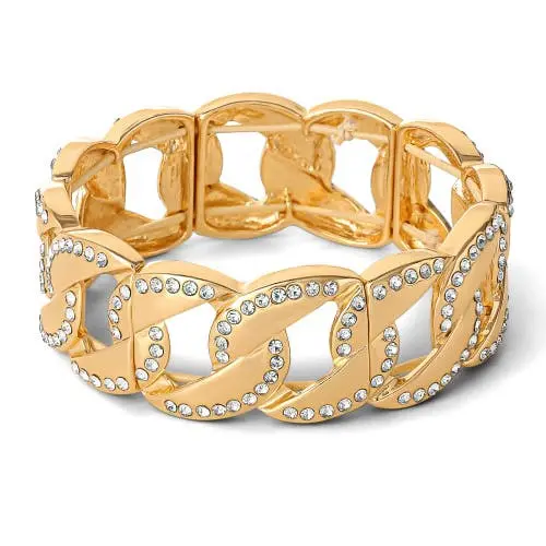Jessica Simpson Link Bracelet With Crystals - Gold