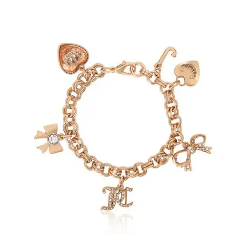 Juicy Couture Tone Charm Bracelet With Pavé Details - Gold