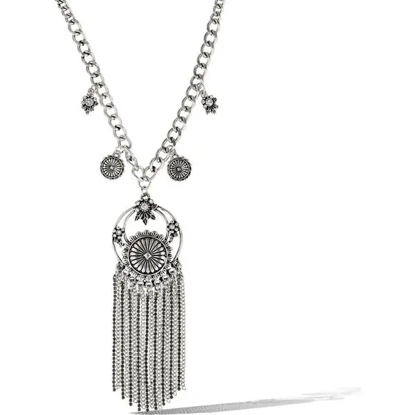 Jessica Simpson Tasseled Statement Necklace - Silver