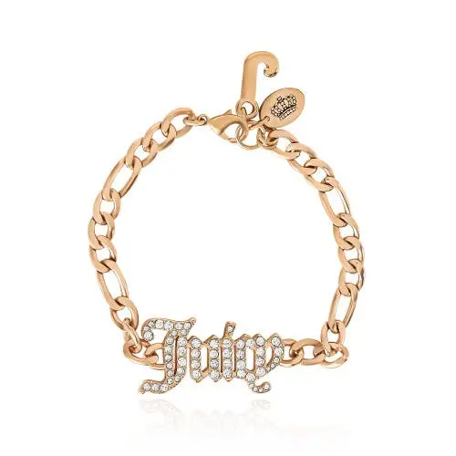 Juicy Couture Crystal Script Logo Chain Bracelet - Gold