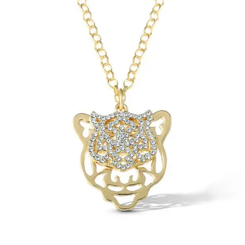 Jessica Simpson Tiger Pendant Necklace With Crystal Accents - Gold