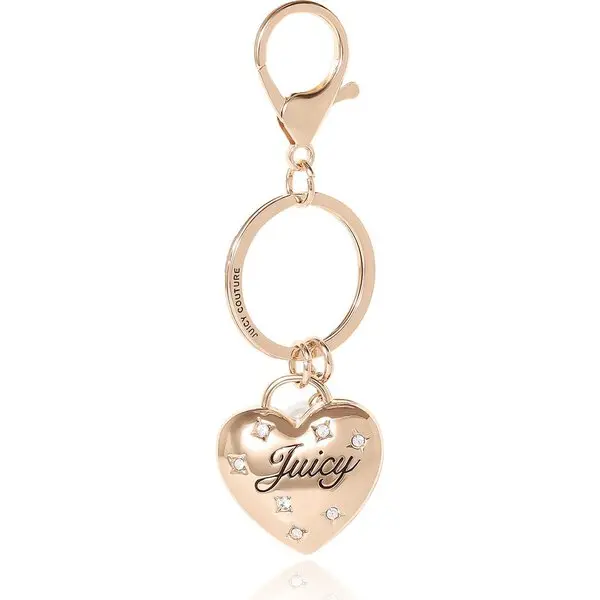 Juicy Couture Heart Keychain With Faux Pearls - Gold